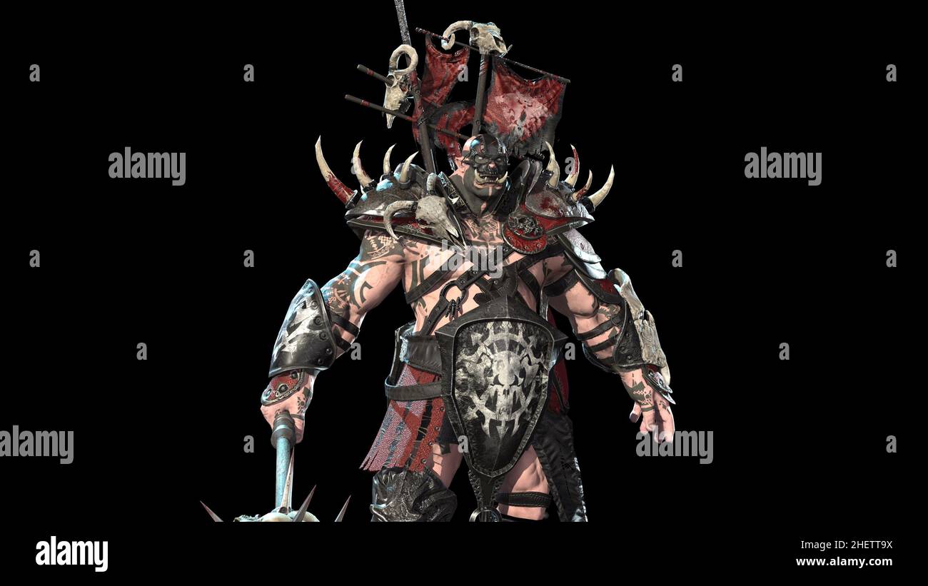 Huge monster orc with a club on the background of chromakey 3d model ...