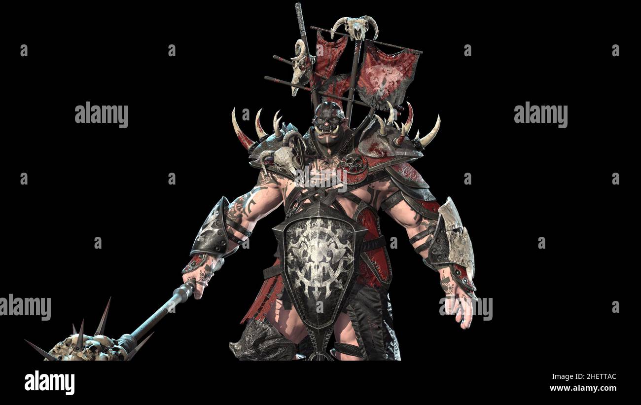 Huge monster orc with a club on the background of chromakey 3d model ...