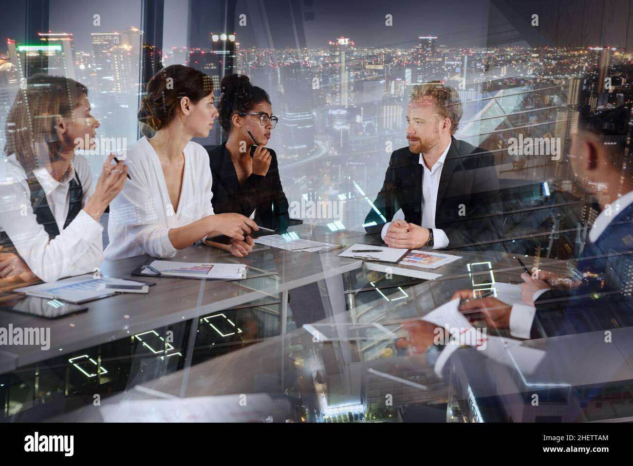 Group of business people work together in office Stock Photo - Alamy