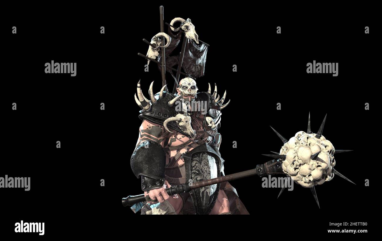 Huge monster orc with a club on the background of chromakey 3d model ...