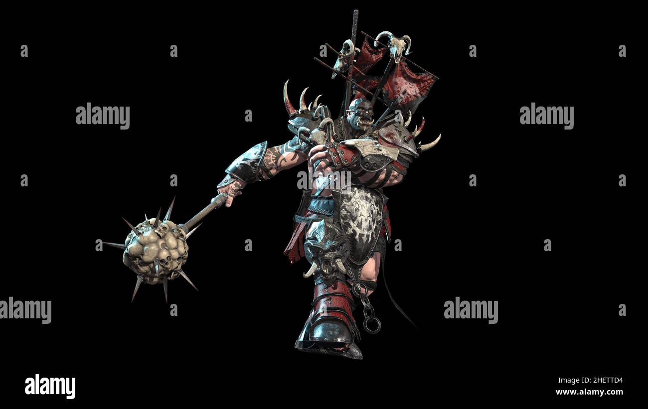 Huge monster orc with a club on the background of chromakey 3d model ...