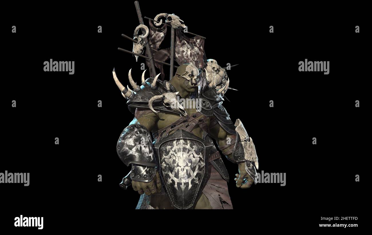 Huge monster orc with a club on the background of chromakey 3d model ...