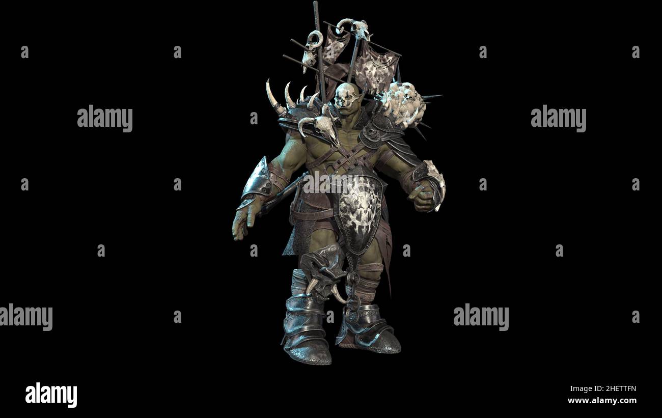 Huge monster orc with a club on the background of chromakey 3d model ...