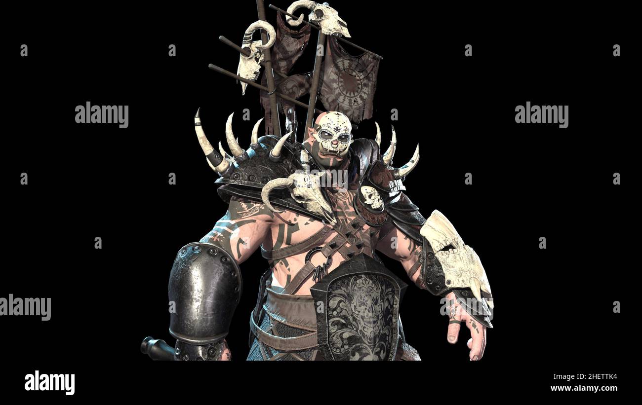 Huge monster orc with a club on the background of chromakey 3d model ...