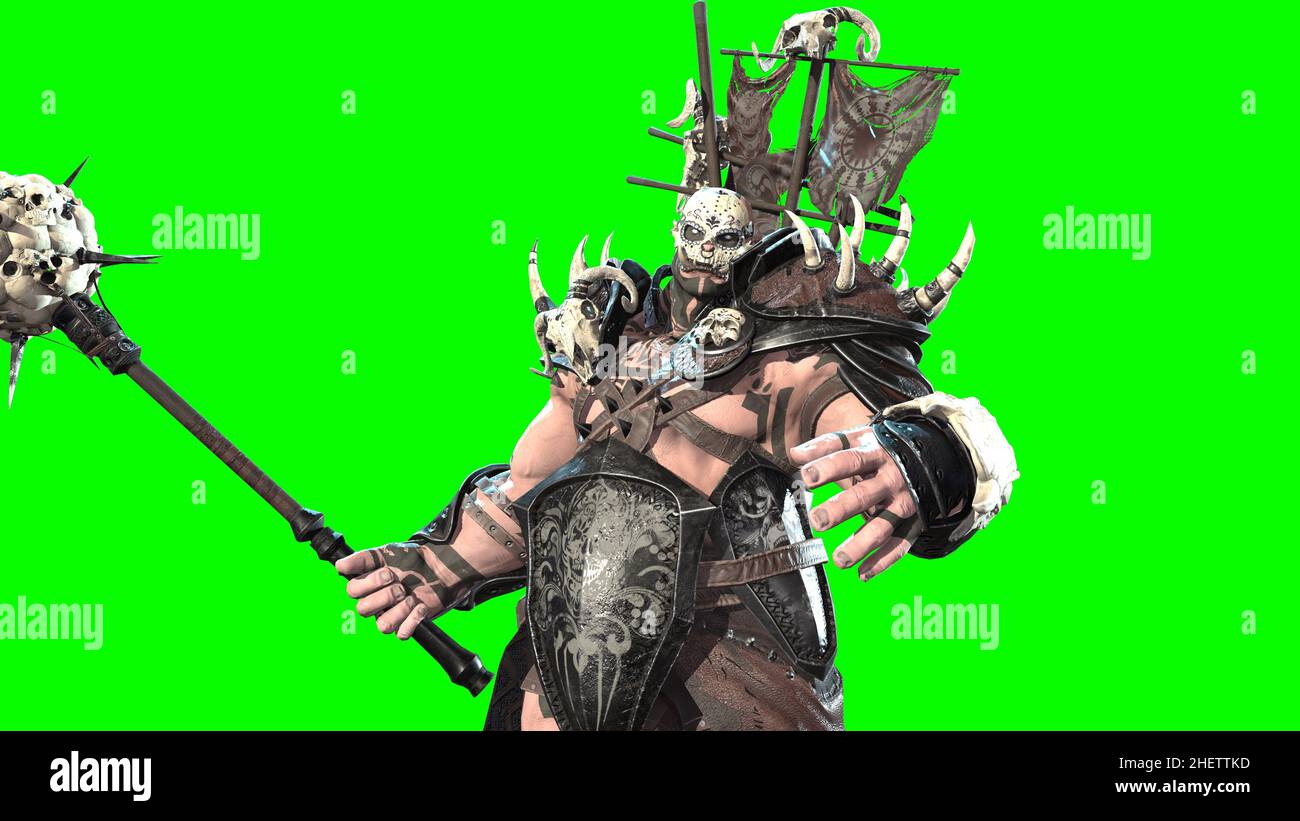 Huge monster orc with a club on the background of chromakey 3d model ...