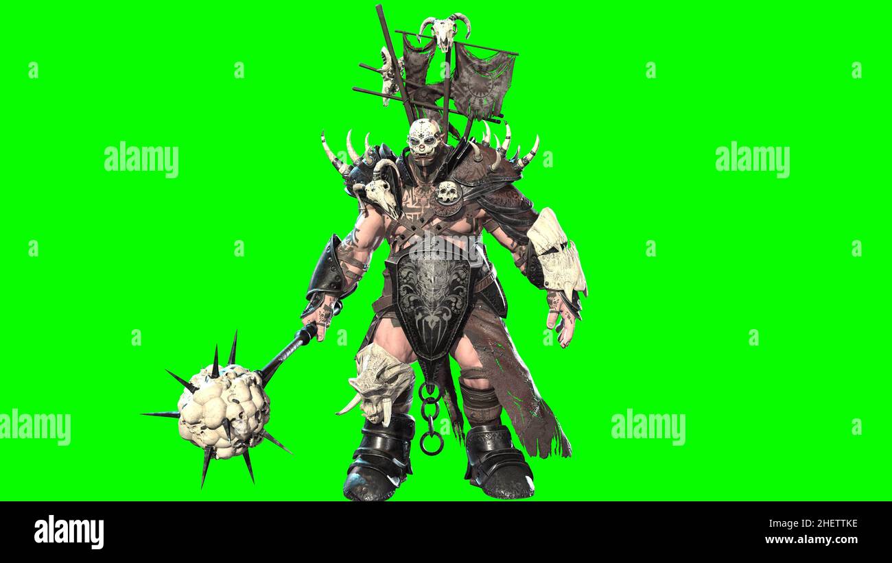 Huge monster orc with a club on the background of chromakey 3d model ...