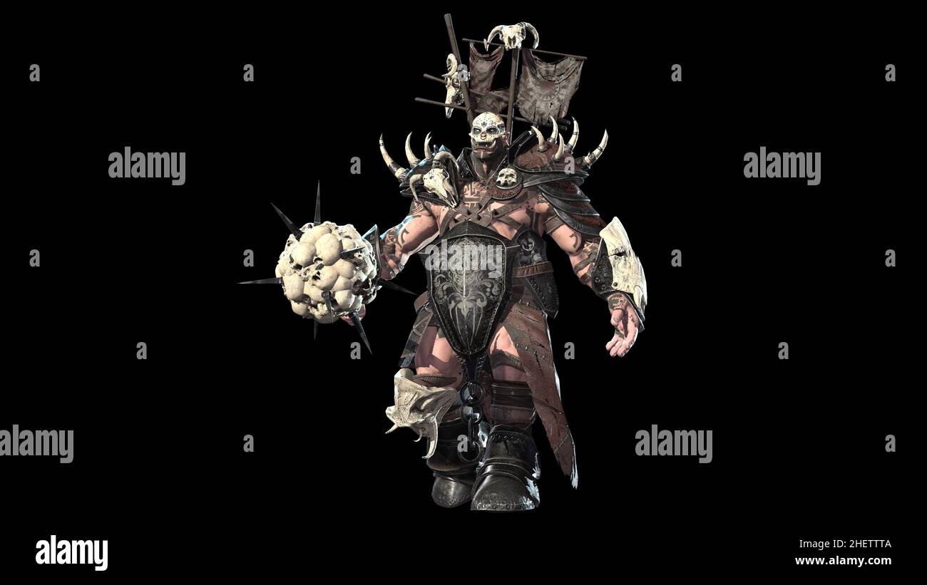 Huge monster orc with a club on the background of chromakey 3d model ...