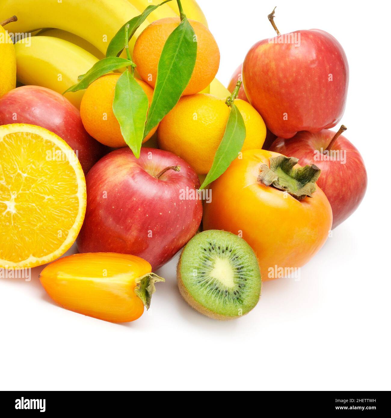 Set of fruits isolated on white background. Healthy food. Free space ...