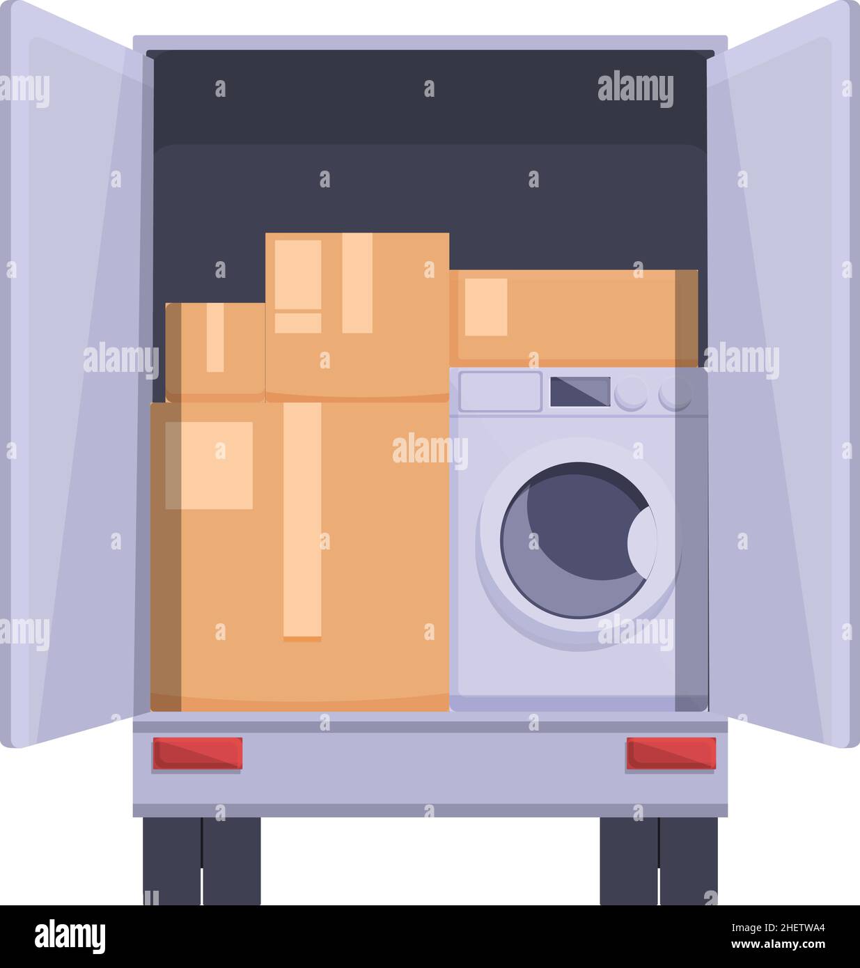Full truck relocation icon cartoon vector. House move. Box service ...