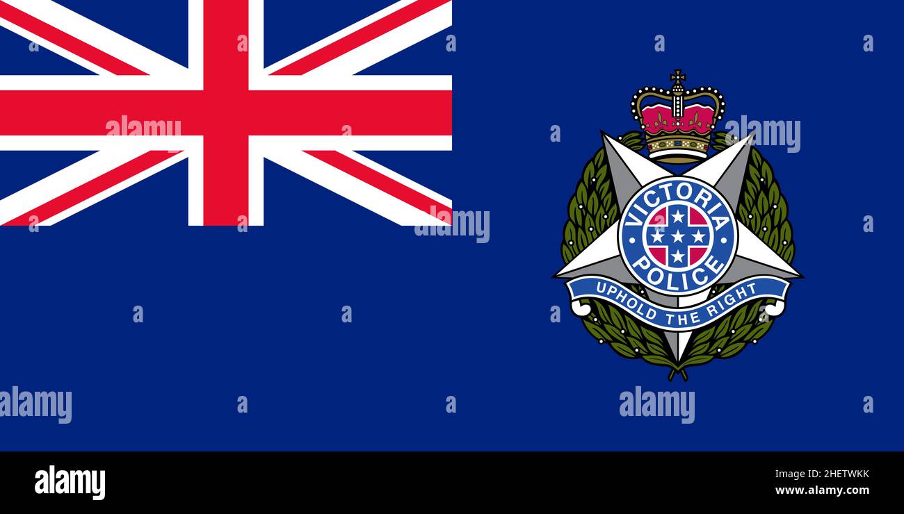 Top view of flag Victoria Police, Australia. Australian travel and ...