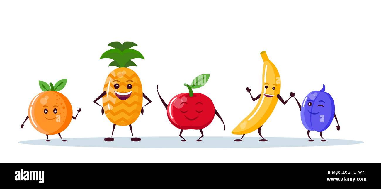Funny fruit characters. Vector illustration Stock Vector Image & Art ...