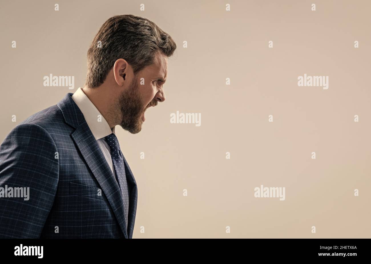 It drives me mad. Businessman scream like mad. Professional man keep ...