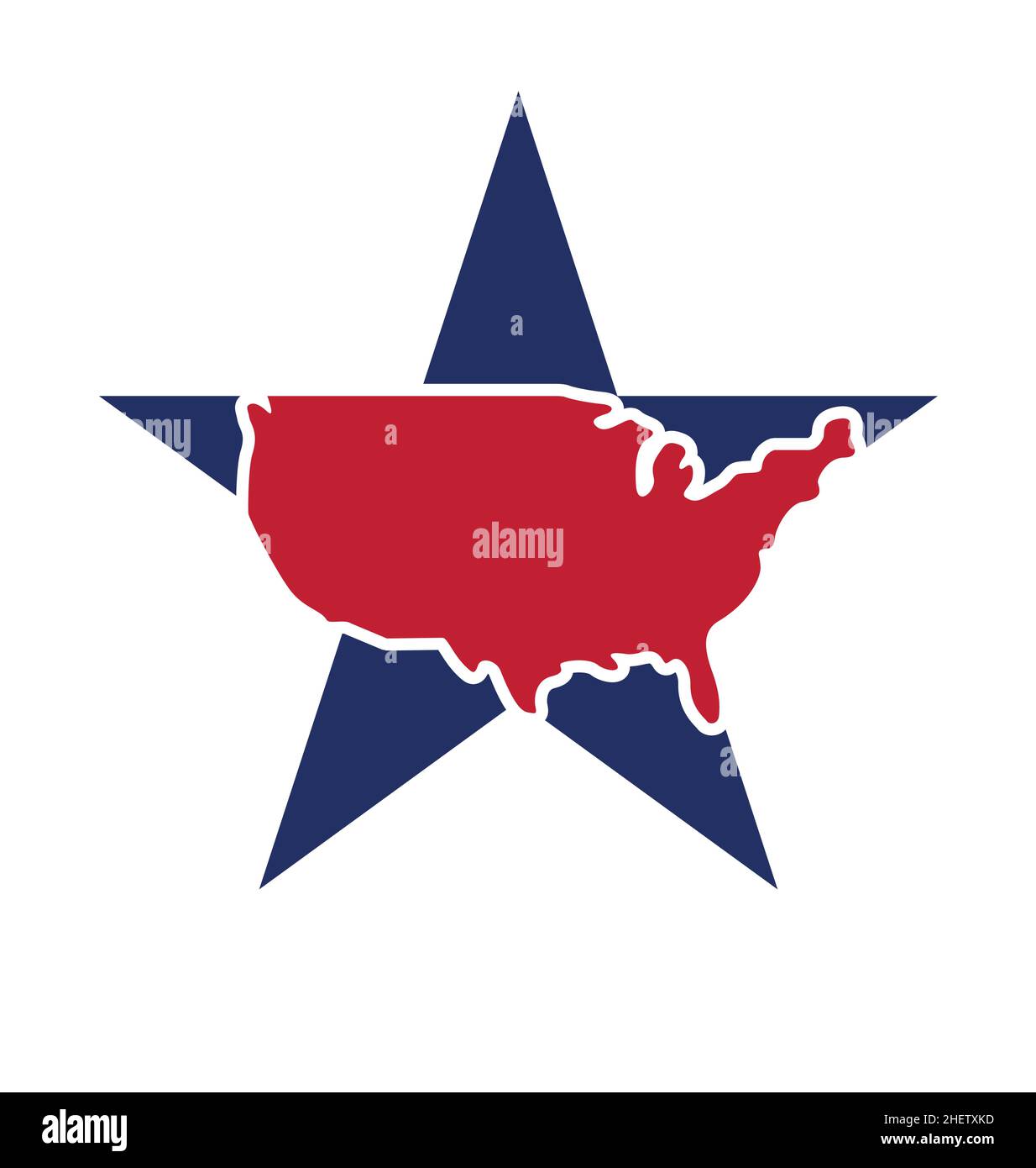 red usa map on large blue star symbol logo united states of america ...