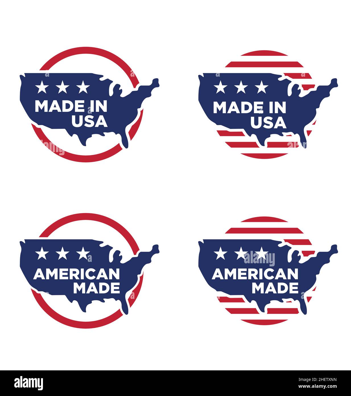 made in usa america label symbol logo set of 4 isolated on white ...