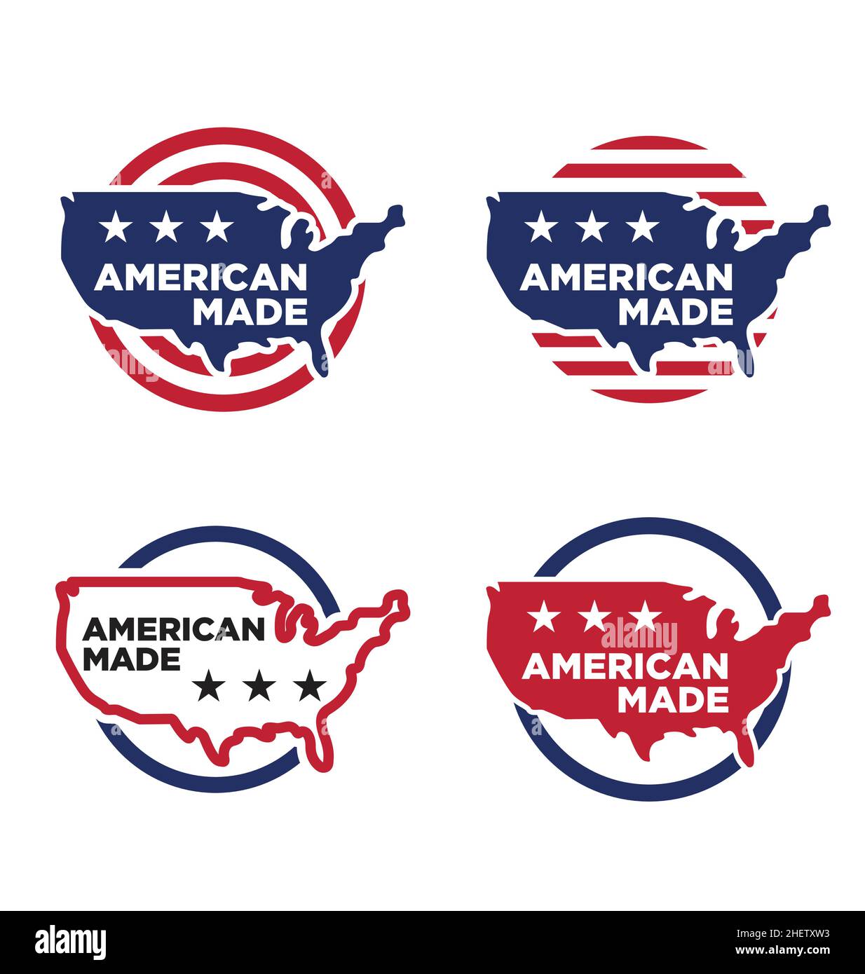 made in usa america label symbol logo set of 4 isolated on white ...
