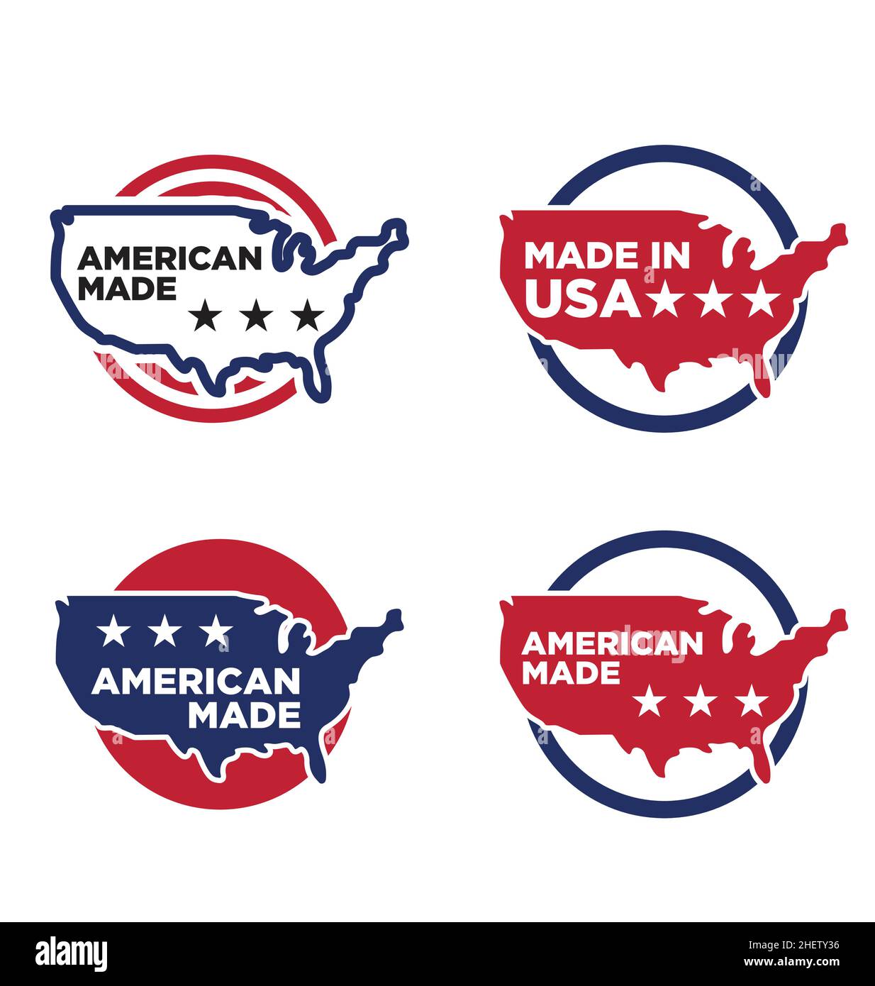 made in usa america label symbol logo set of 4 isolated on white ...