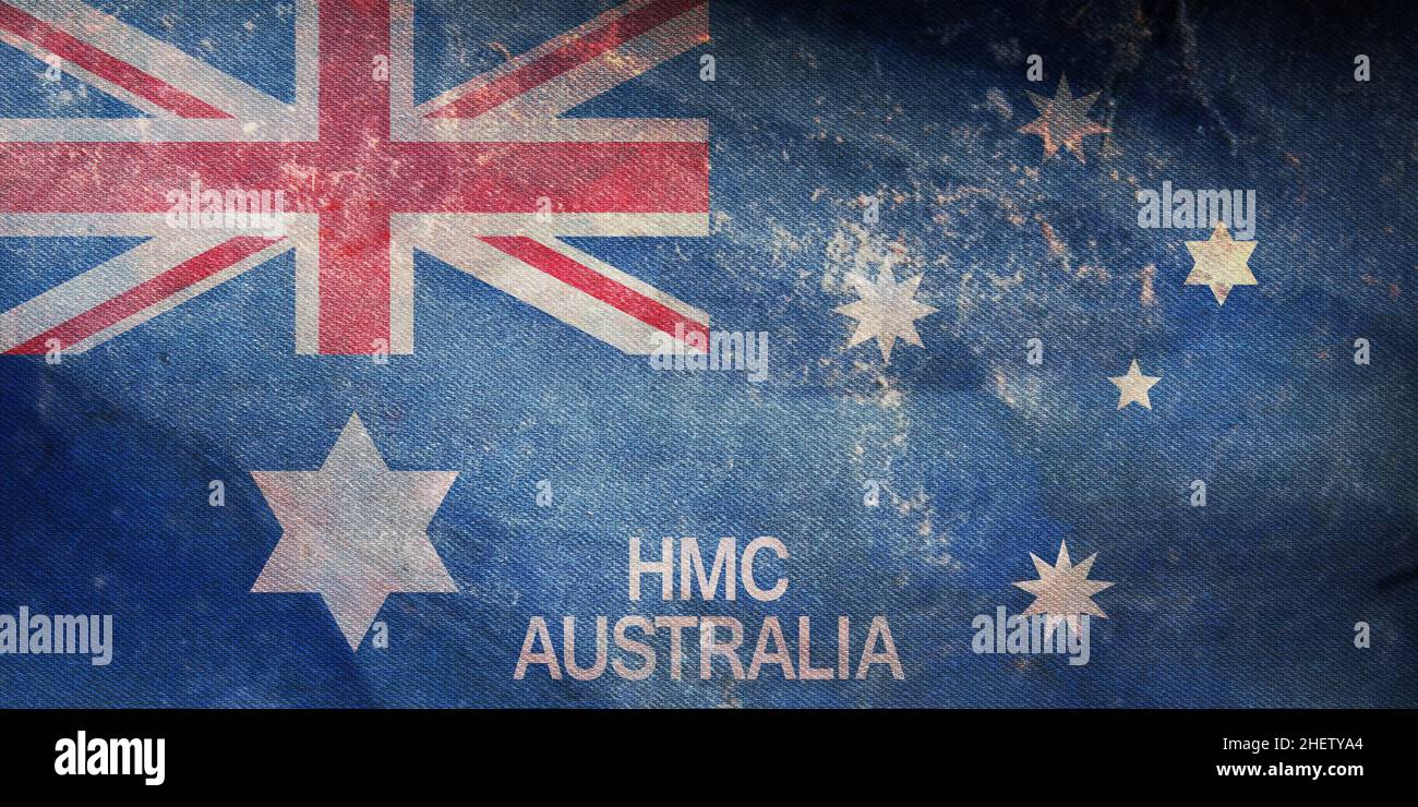 Top view of Australian Customs 1901 1903, Australia retro flag with ...