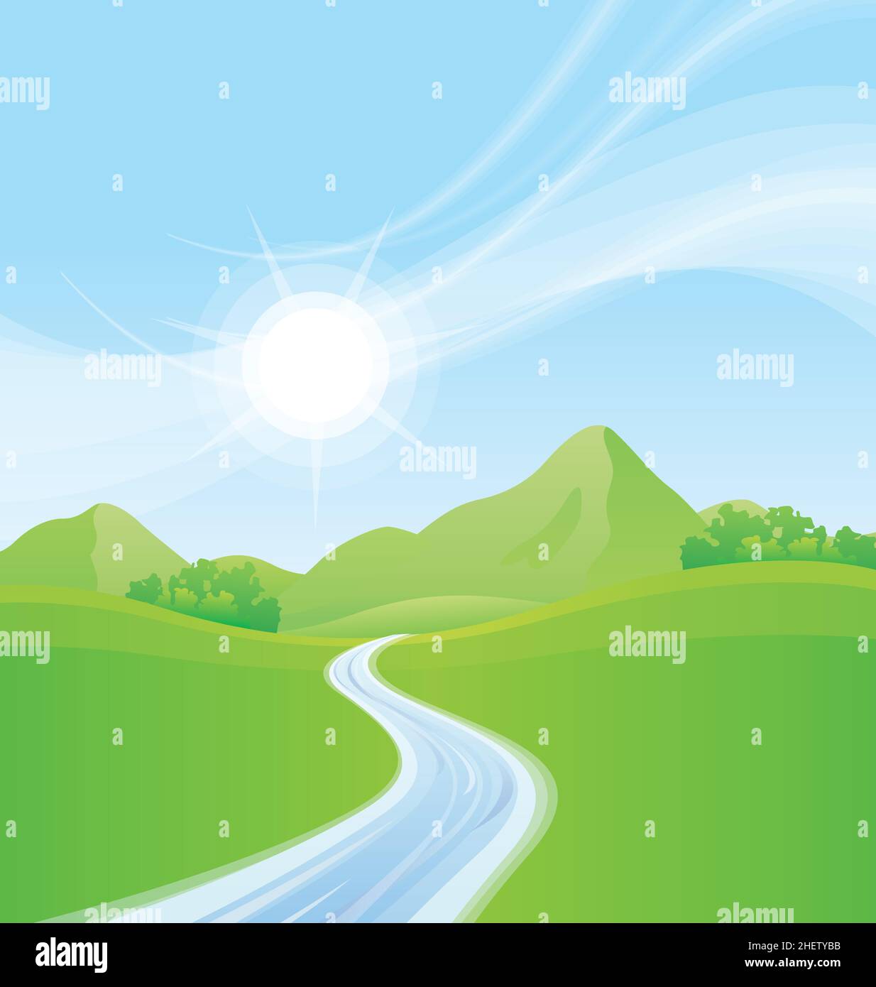 Bright sunny farm view Stock Vector Images - Alamy