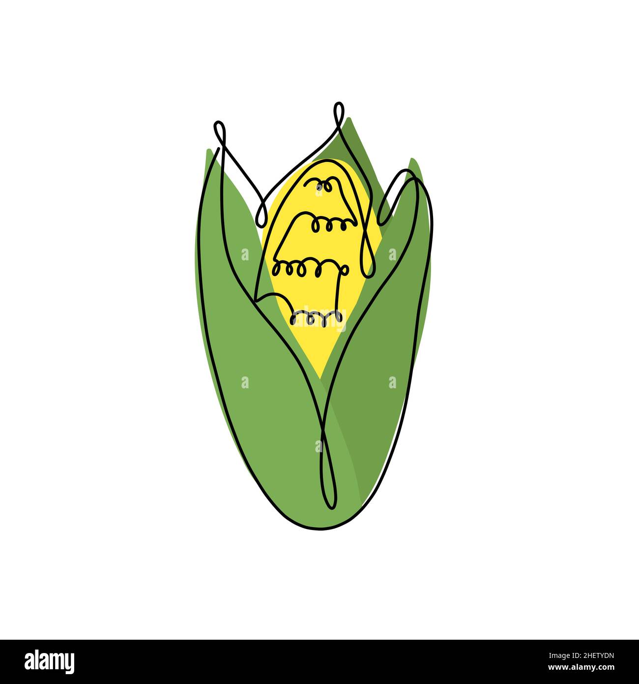 Hand drawn vector illustration of a sweet corn in single line style ...