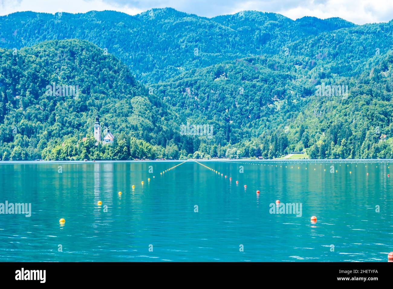 Swimming Lanes on lake Bled, Slovenia Stock Photo - Alamy