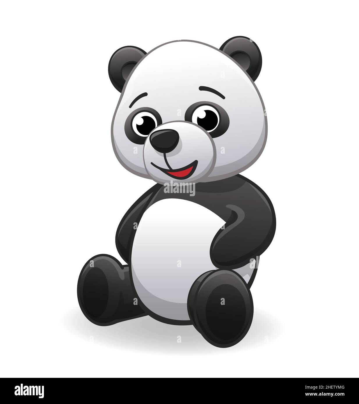 cute happy cartoon panda character vector sitting isolated on white ...
