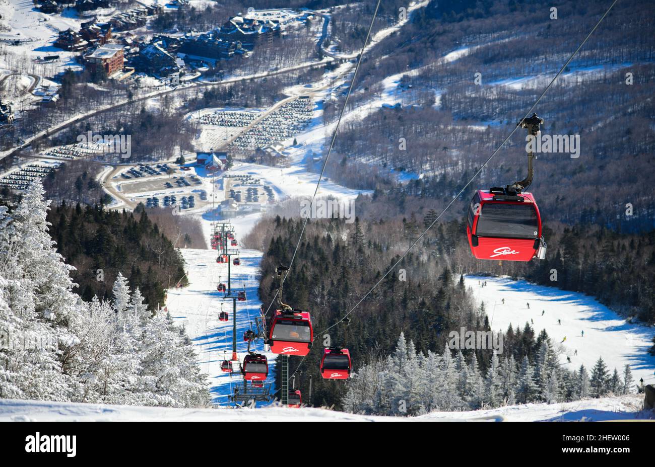 Easy way Gondola lift at Stowe Ski Resort in Vermont, view to the ...