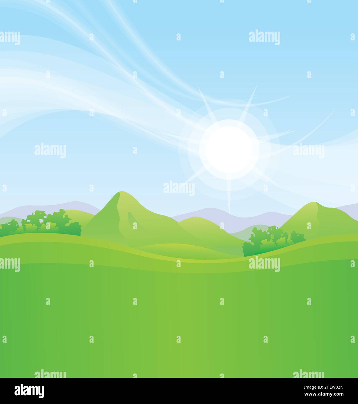 Panorama on bright green Stock Vector Images - Alamy
