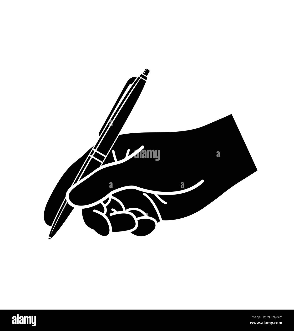 hand holding pen writing drawing illustration side view outline line ...