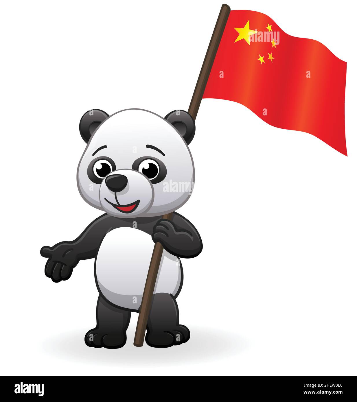 cute cartoon panda character illustration with Chinese flag of peoples ...