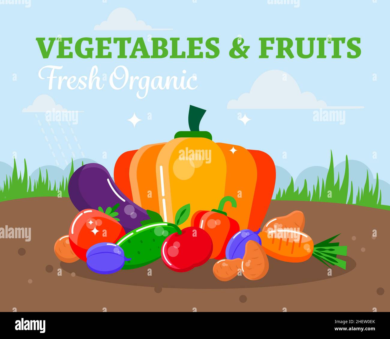 Healthy fruits vegetables products Stock Vector Images - Alamy