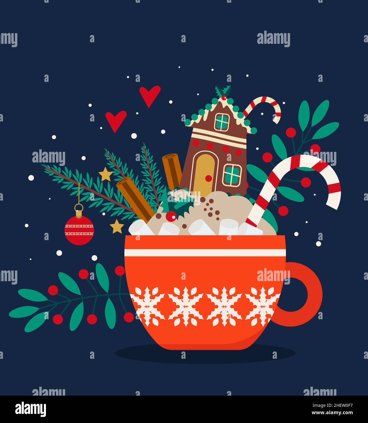 Beautiful festive cozy christmas tree Stock Vector Images - Alamy
