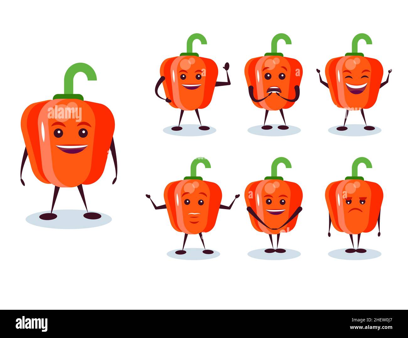 Pepper set - character and emotions. Anthropomorphic hero. Vector ...