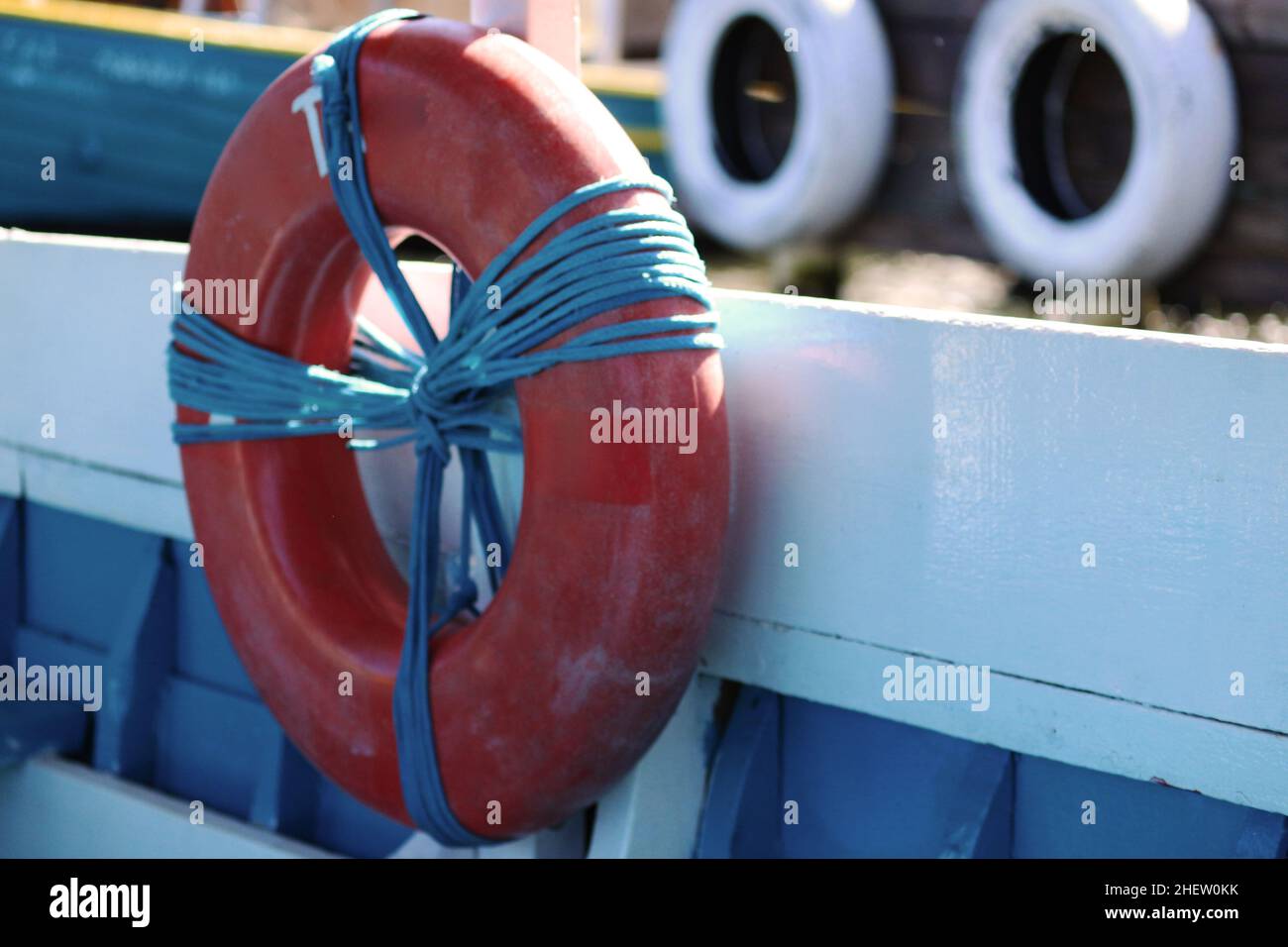 The buoy of a small sailing boat in the lagoon. A large lashing of ...