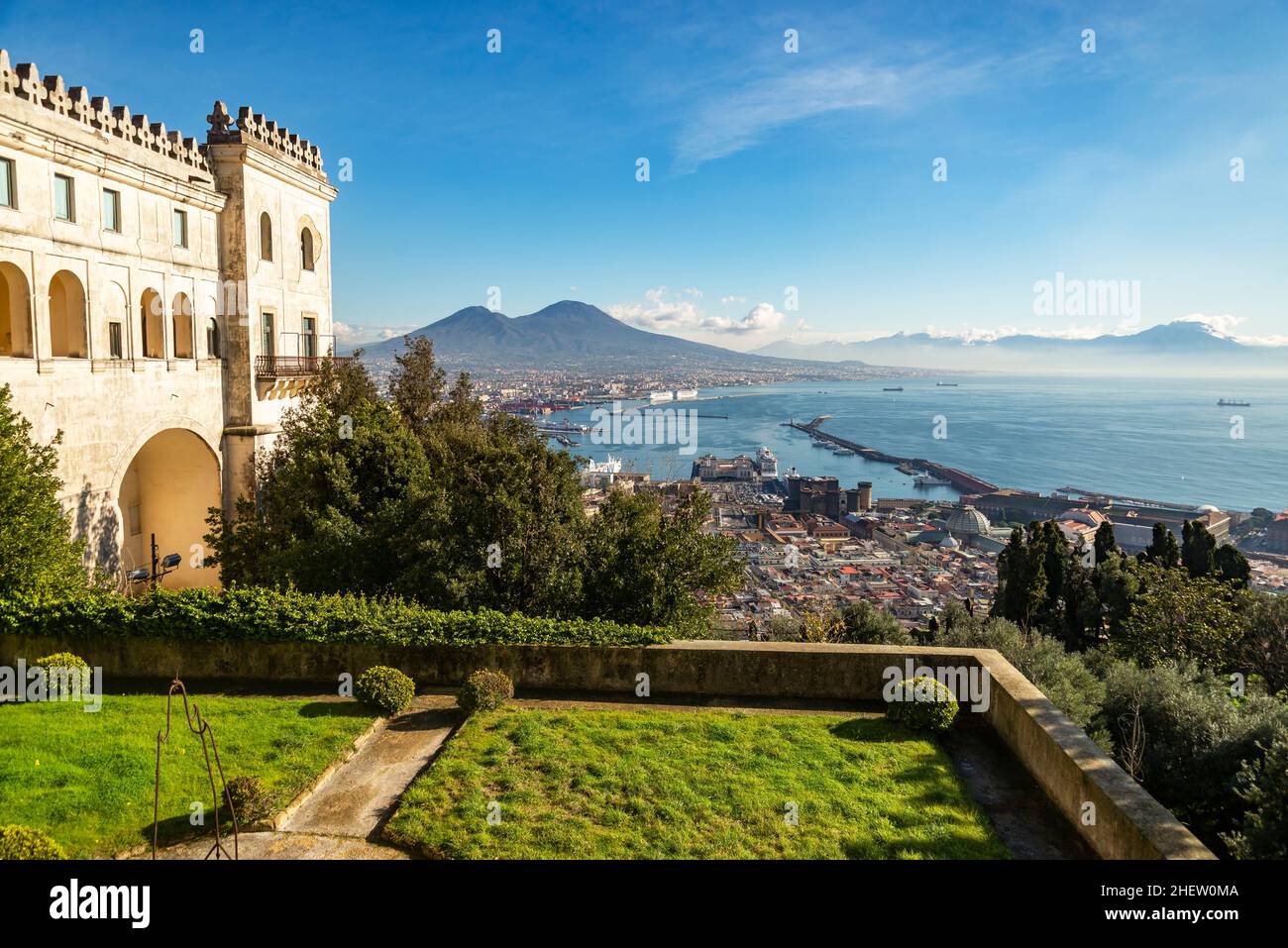 Scenic picture view of the city of Naples Napoli with famous Mount ...