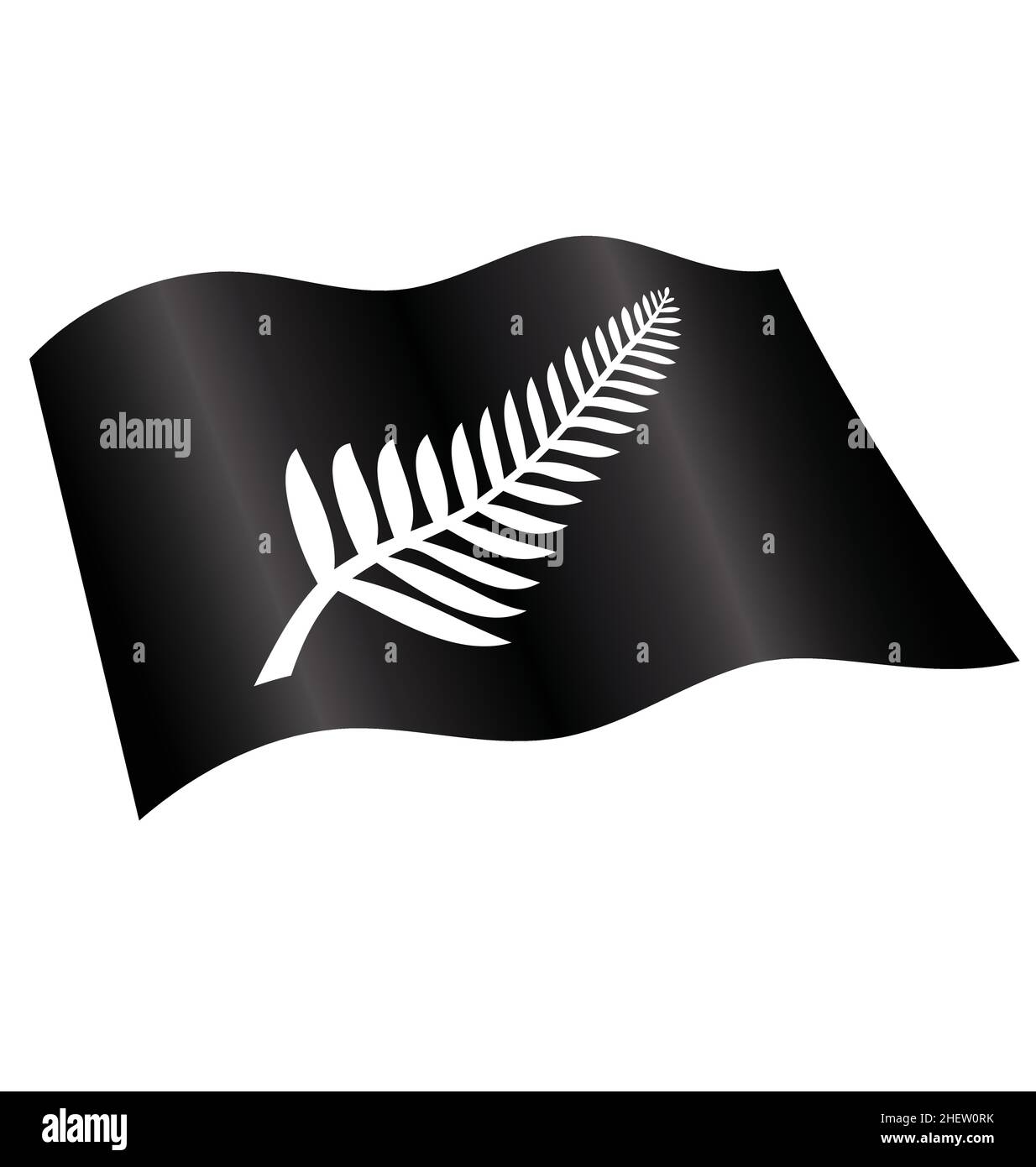 classic white silver fern leaf new zealand emblem logo on black ...
