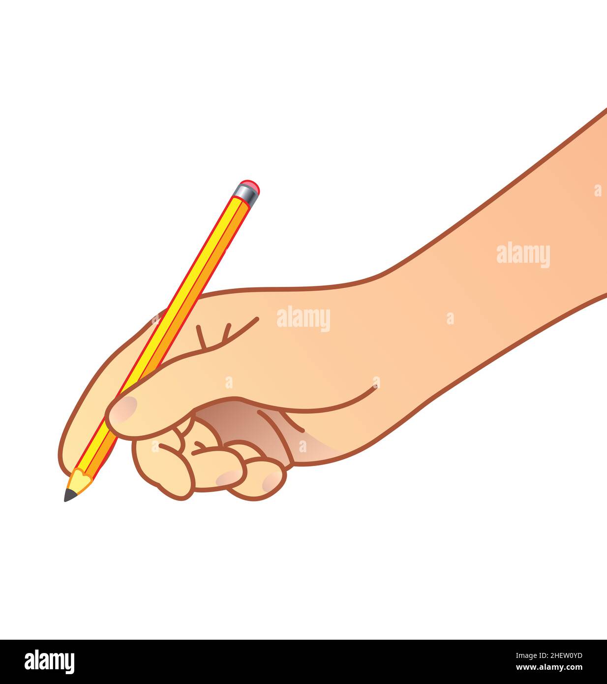 hand holding pencil writing drawing illustration side view vector ...