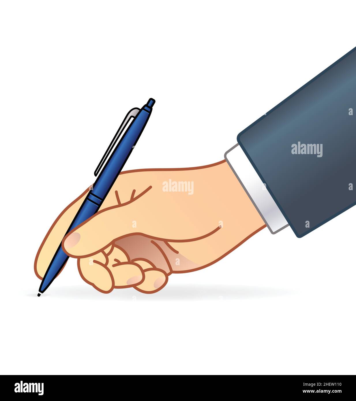 hand holding pen writing drawing signing illustration side view vector ...