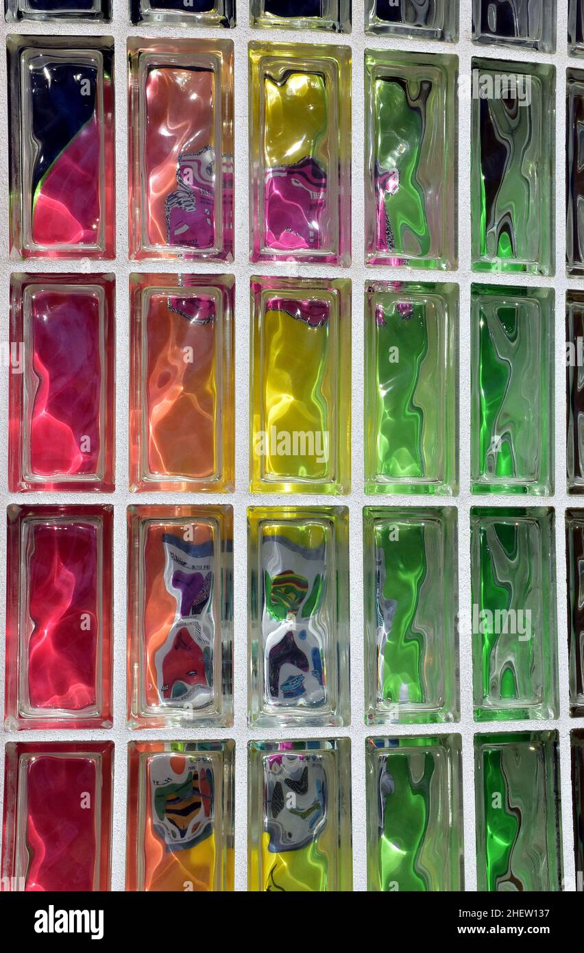 Multi-Colored Wavy Glass Rectangle Blocks Formed into a Window Stock ...