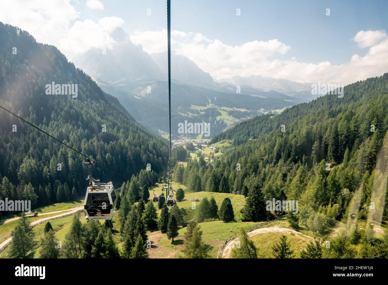 Cable Railway to Col Raiser Alp, Val Gardena in the Dolomite Alp Stock ...