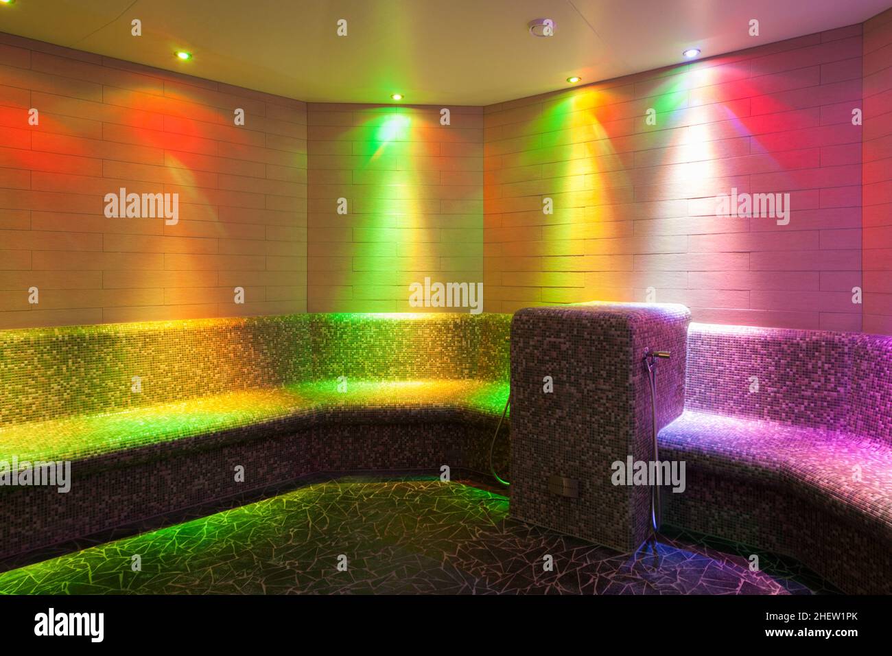 LED illuminated steam bad with mosaic tiles Stock Photo - Alamy