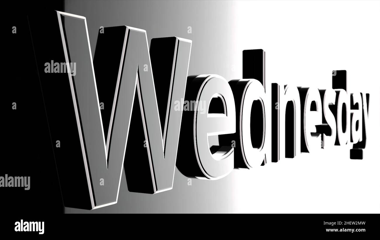 Word wednesday animation on black background approaches and moves away ...
