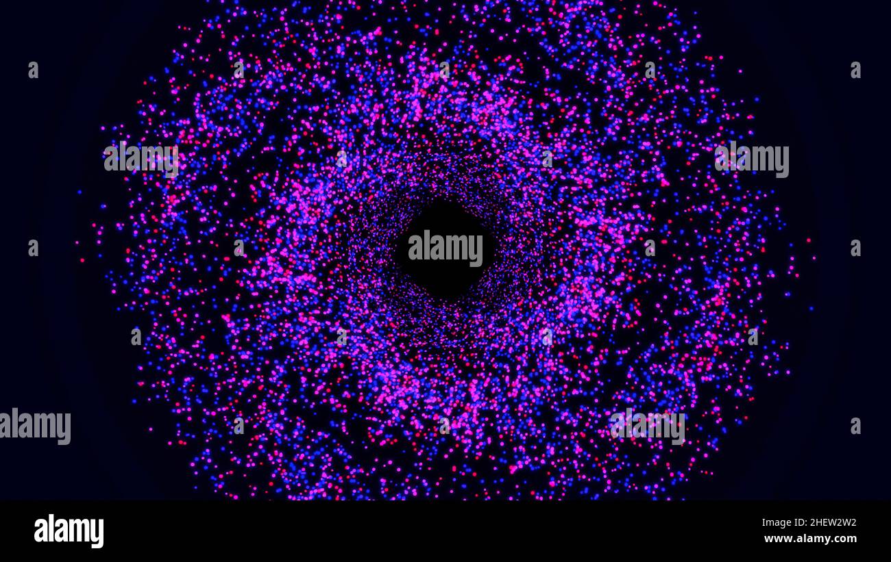 Abstract space landscape with black hole of small bright particles on ...