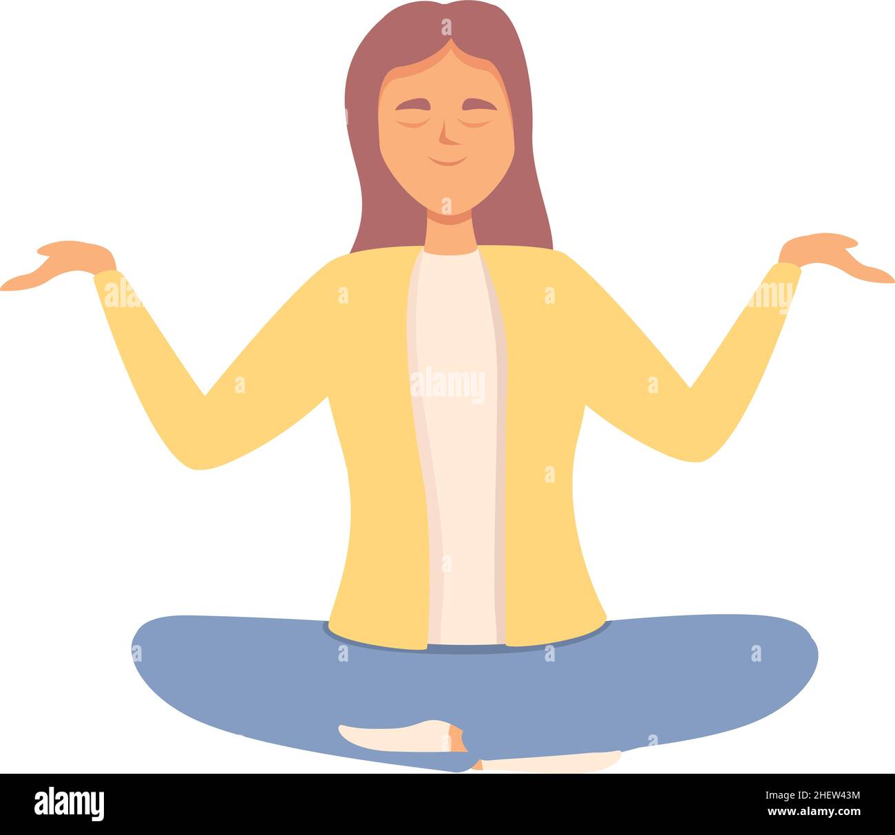 Woman meditation icon cartoon vector. Relax meditate. Girl pose Stock ...