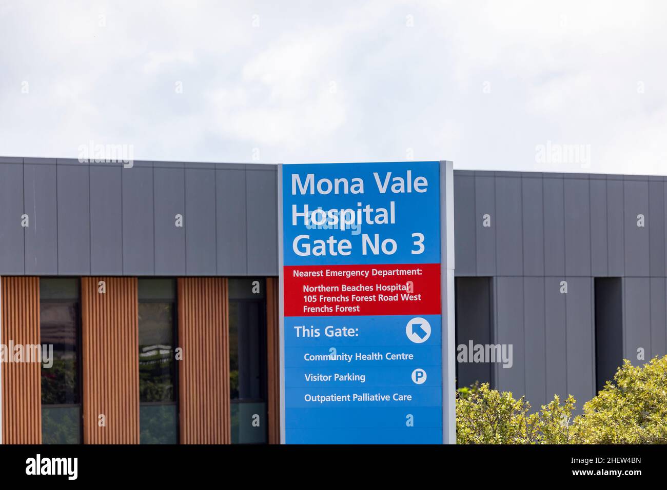 Mona Vale Hospital building and entrance signage, Sydney northern ...
