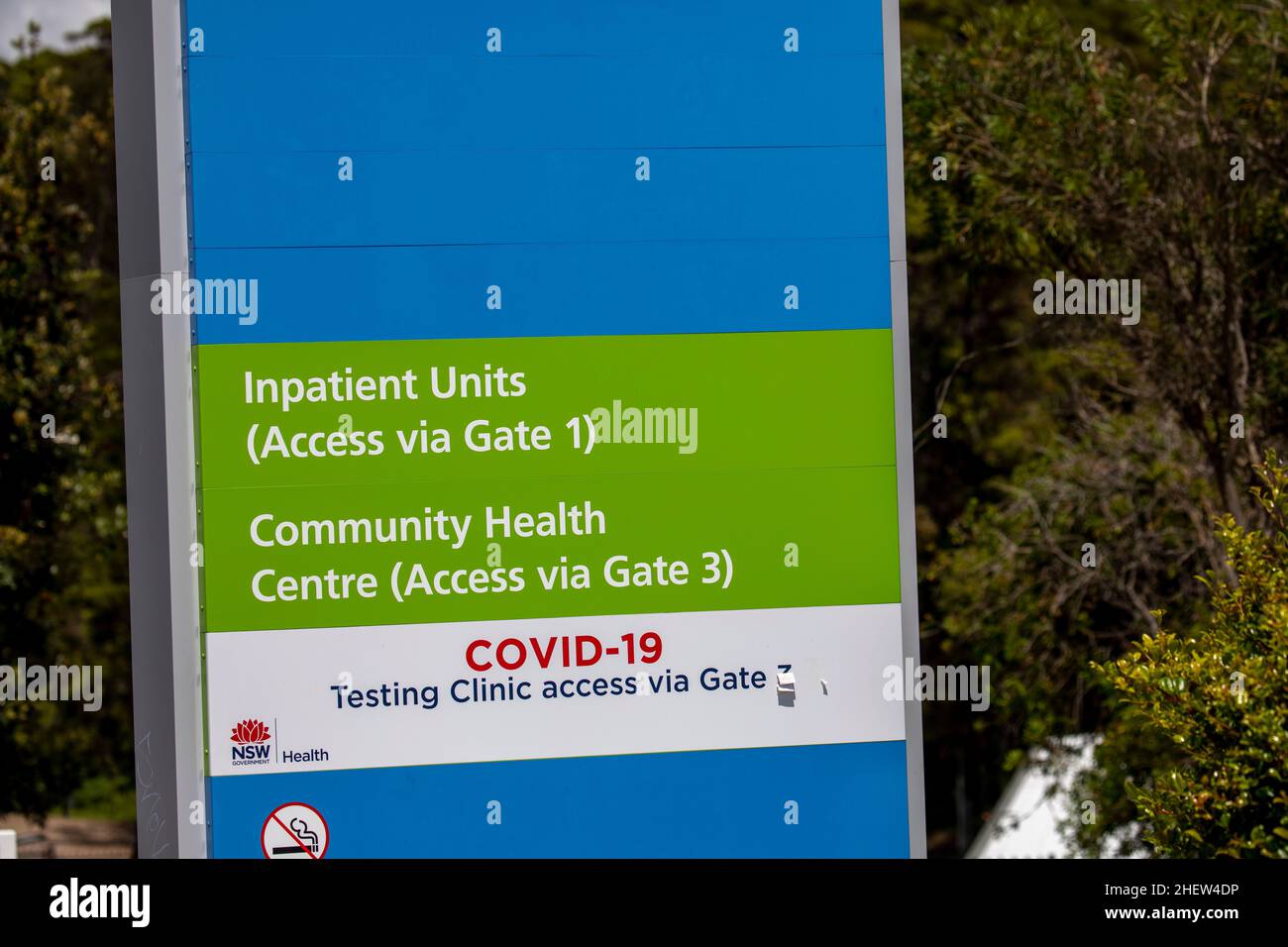 Mona Vale Hospital in Sydney northern beaches region, hospital sign for ...