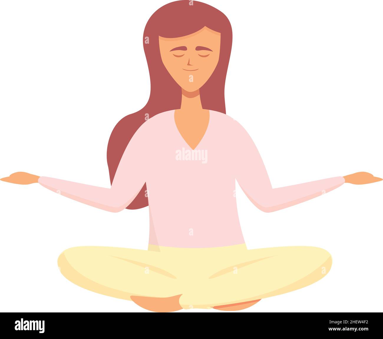 Zen meditation icon cartoon vector. Woman relax. Meditate character ...