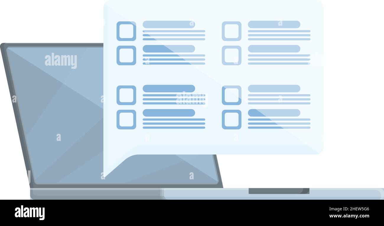 Laptop test quiz icon cartoon vector. Online exam. Digital computer ...