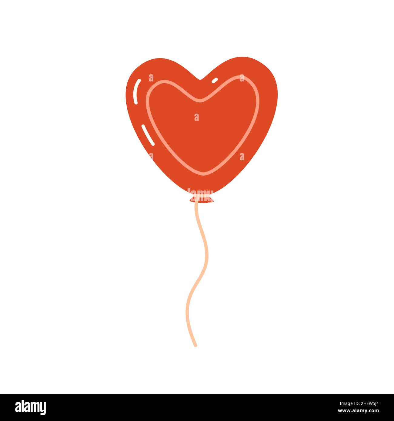 Red heart-shaped balloon. Vector flat illustration Stock Vector Image ...