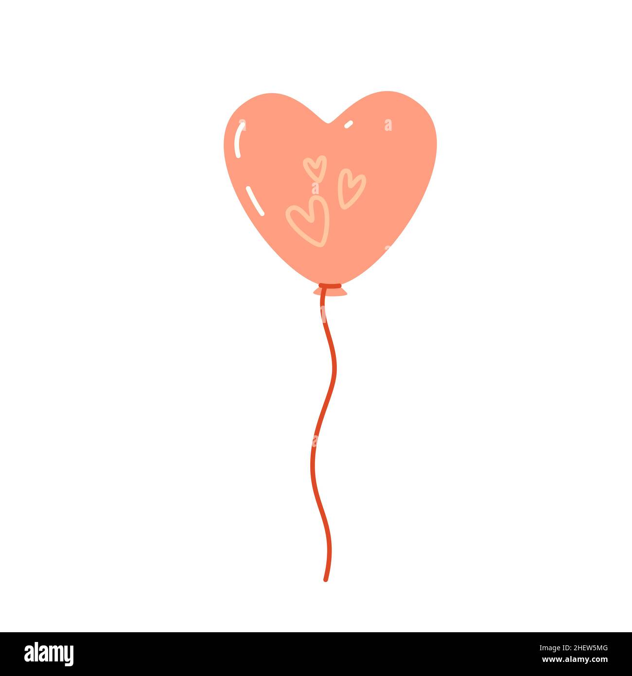Pink heart-shaped balloon. Vector flat illustration Stock Vector Image ...