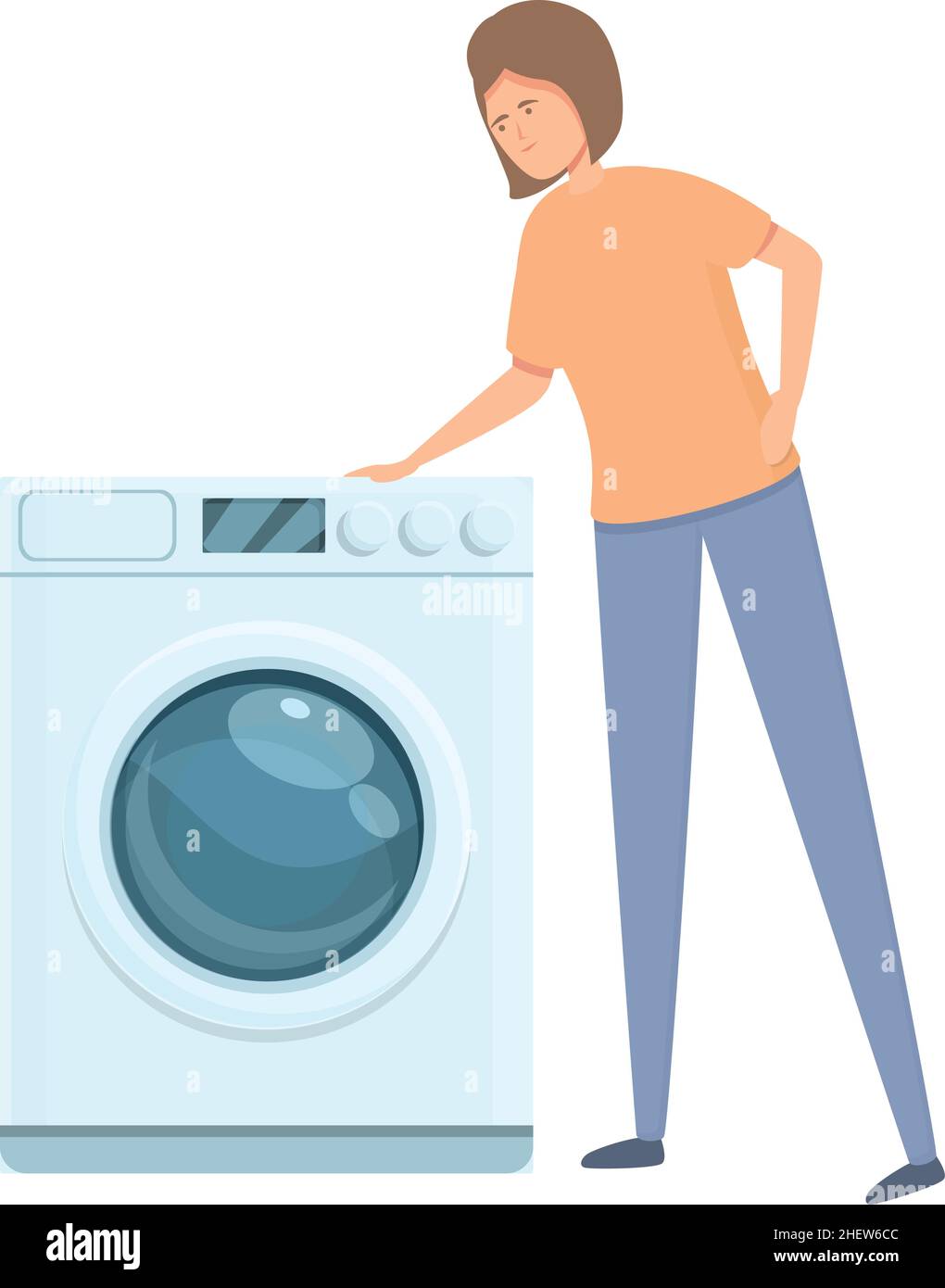 Turn on washing machine icon cartoon vector. Company person. House ...